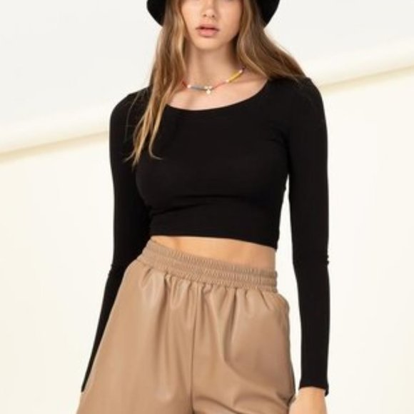 Double Zero | Tops | Bundle 65stretchy Allblack Long Sleeve Fitted Crop ...